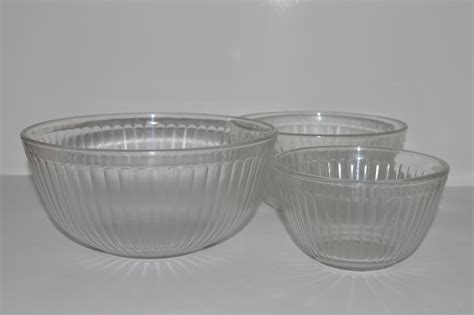 Pyrex Mixing Bowl Set Pyrex Clear Ribbed Glass Nesting Bowls Etsy