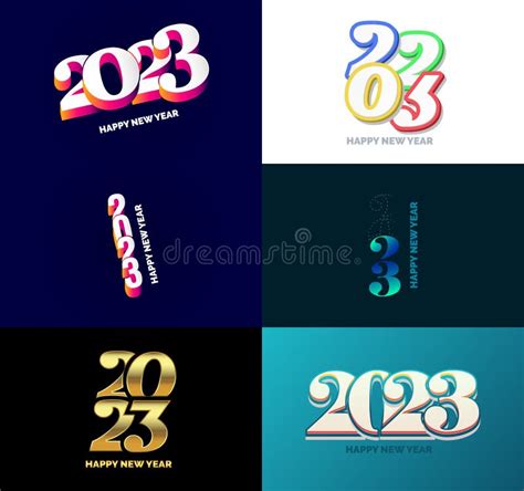 Big Set Of 2023 Happy New Year Logo Text Design 2023 Number Design