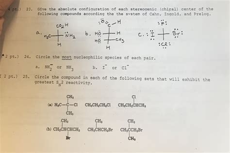 Solved 4 pt.) 23. Give the absolute configuration of each | Chegg.com