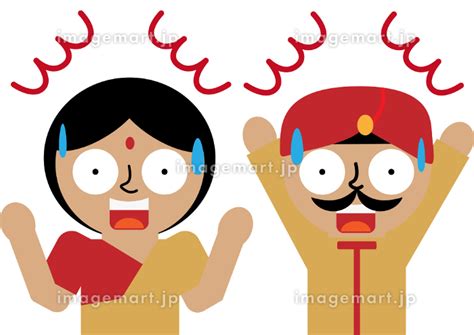 驚くインド人の男性と女性のイラスト素材 197238859 イメージマート