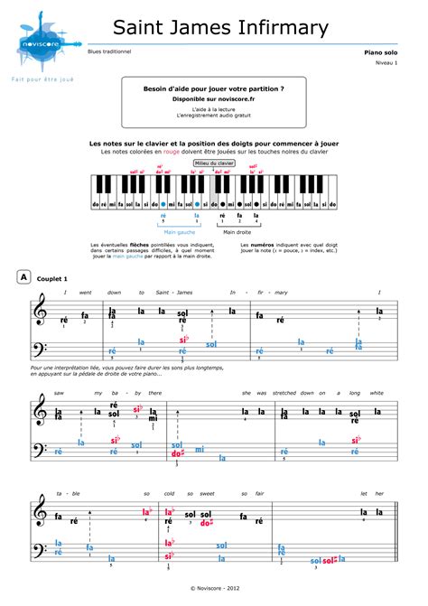 Partition Piano St James Infirmary Blues Blues Traditionnel