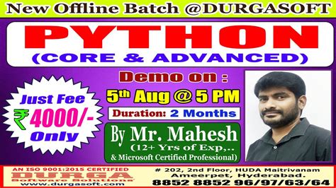 PYTHON CORE ADVANCED Offline Training DURGASOFT YouTube