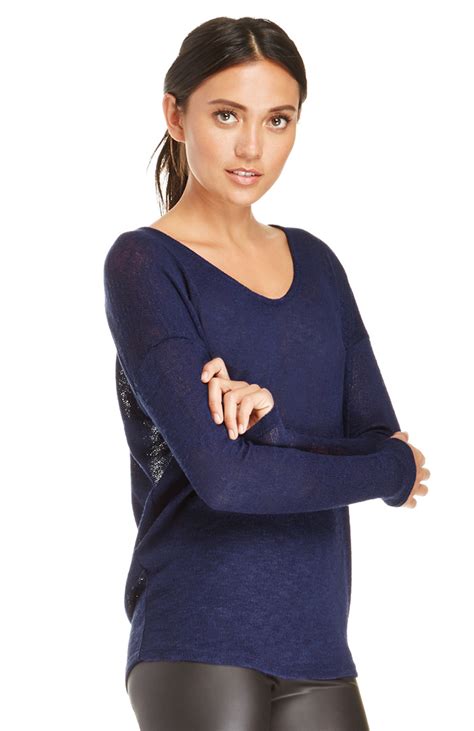 Dolman Sleeve Knit Top In Navy Dailylook