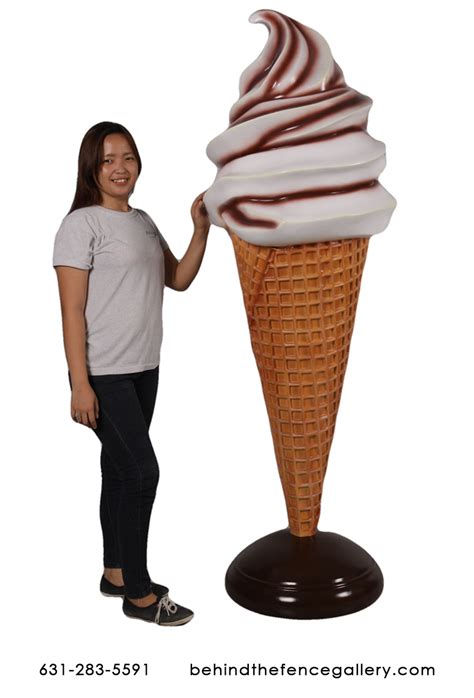 Giant Chocolate Vanilla Swirl Soft Serve Ice Cream Cone Statue Giant