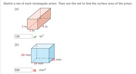 Solved Sketch A Net Of Each Rectangular Prism Then Use The Chegg Com