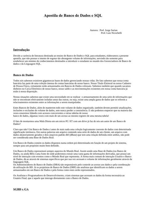 Pdf Apostiladebancodedadosesql Br