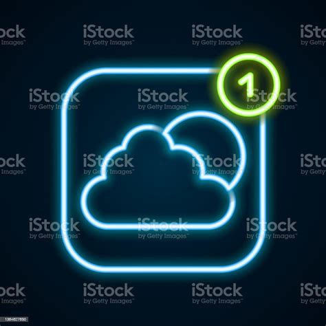 빛나는 네온 라인 날씨 예보 응용 프로그램 아이콘 검은 배경에 격리 다채로운 개요 개념 벡터 Gui 위젯에 대한 스톡 벡터 아트 및 기타 이미지 Istock