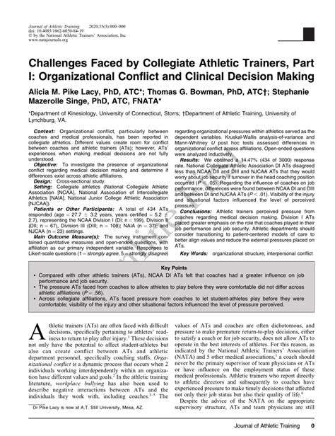 Pdf Challenges Faced By Collegiate Athletic Trainers Part I