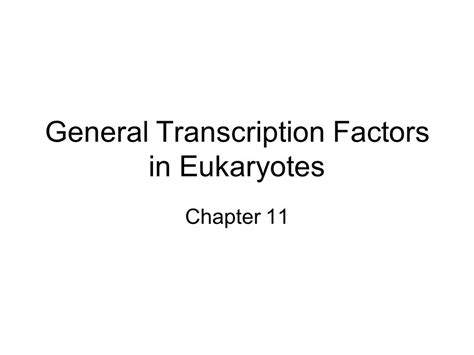General Transcription Factors