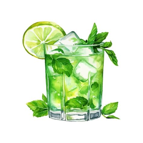 Premium Vector Watercolor Mojito Cocktail Illustration