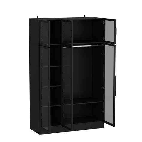 Fufuandgaga Modern Metal Furniture Bedroom Wardrobe Armoire With Glass