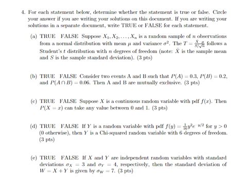 solved 4 for each statement below determine whether the