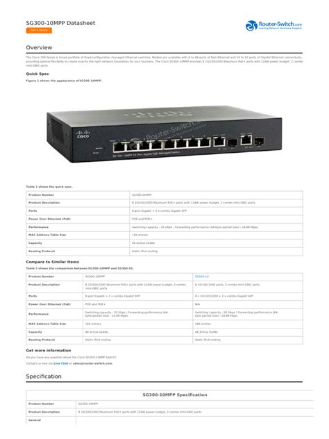 Cisco Sg300 10mpp Datasheet Pdf Network Switch Ethernet