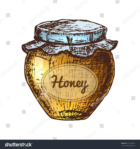 Hand Drawn Ink Sketch Illustration Honey Stock Illustration 727500655