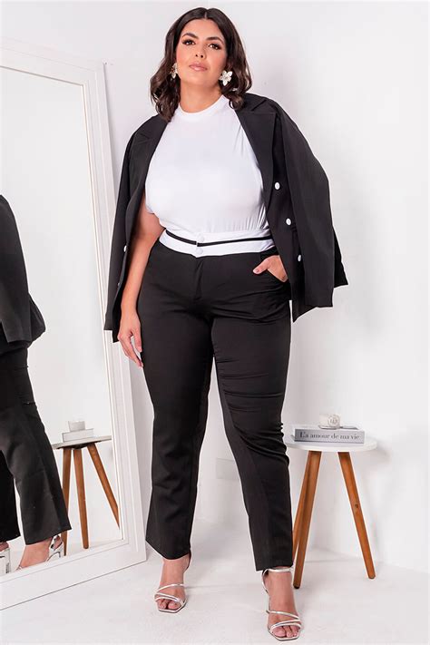 Max Blazer Plus Size Alfaiataria Preto Vk Moda Plus Size
