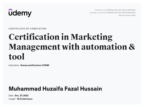 completed marketing management with automation and tool m huzaifa