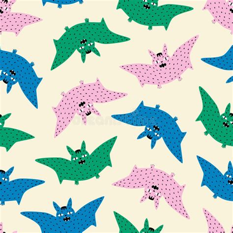 Colorful Vampire Bat Hand Drawn Vector Illustration Halloween