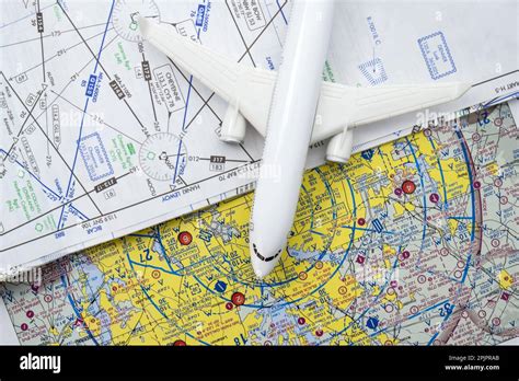 Close Up Of A Miniature Airplane On Faa Aviation Sectional Navigation