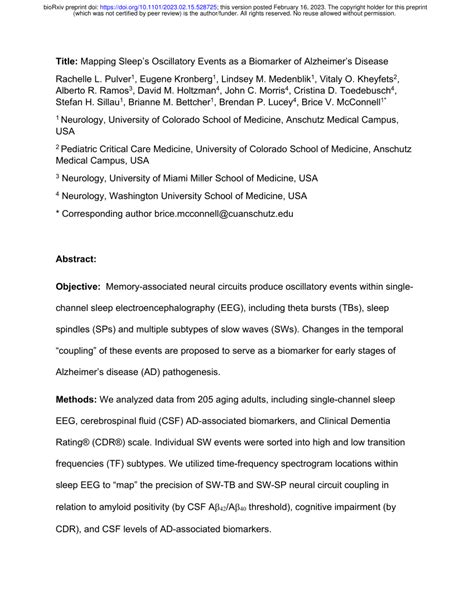 pdf mapping sleep s oscillatory events as a biomarker of alzheimer s