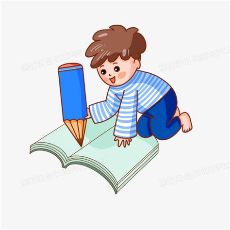 手绘在写字的小男孩png图片素材下载男孩png熊猫办公