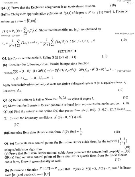 Msc Part 2 Mathematics Theory Of Approximation And Splines Past Paper