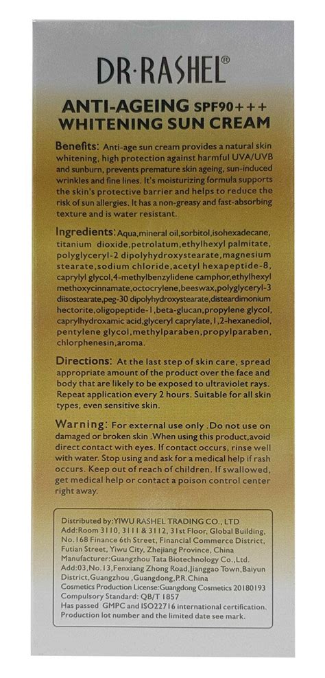 Dr Rashel Anti Ageing Sun Cream Spf90 60 Gm Rozzanapk