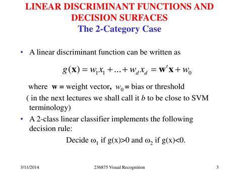 Ppt Linear Discriminant Functions Powerpoint Presentation Free Download Id264710