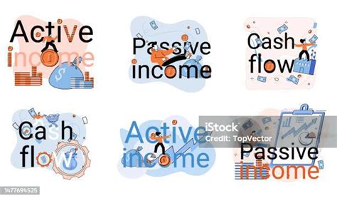 능동적 및 수동 소득 개념 투자를 통한 재정적 성장과 발전에 대한 아이디어 개념에 대한 스톡 벡터 아트 및 기타 이미지 개념 개체 그룹 경제 Istock