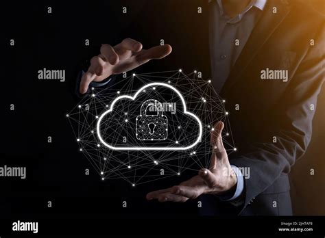 Business Man Hold Holding Cloud Computing Data And Security On Global