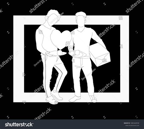 Two Young Guys Glasses Holidays Traditions เวกเตอร์สต็อก ปลอดค่า