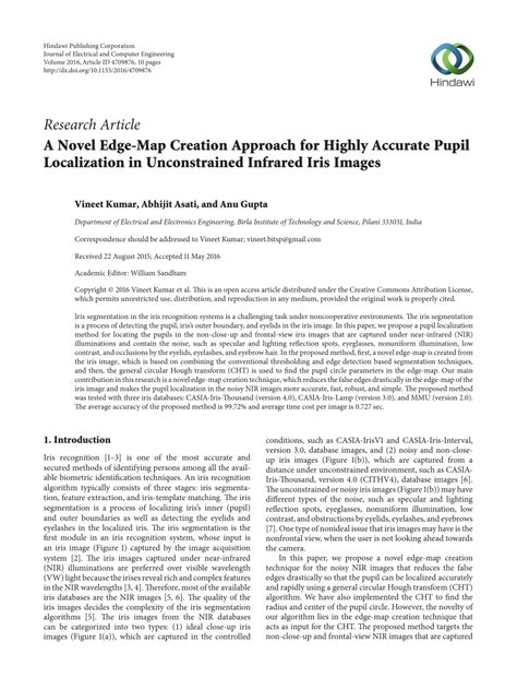 Pdf A Novel Edge Map Creation Approach For Highly Accurate Pupil