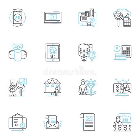 Big Data Analysis Icons Signs Outline Symbols Concept Linear Illustration Line Collection