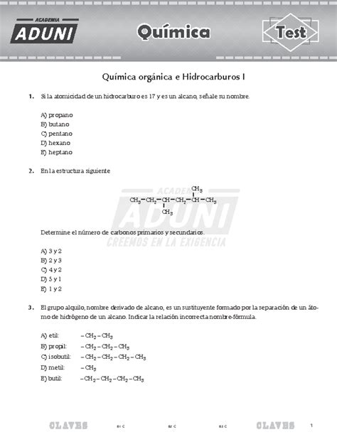 Q Asm Test Sem 35 Qumica Preuniversitaria Anual San Marcos Química