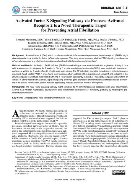 Pdf Activated Factor X Signaling Pathway Via Protease Dokumen Tips