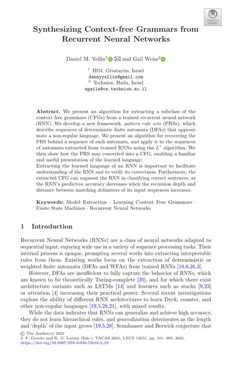 Pdf Synthesizing Context Free Grammars From Recurrent Neural Networks
