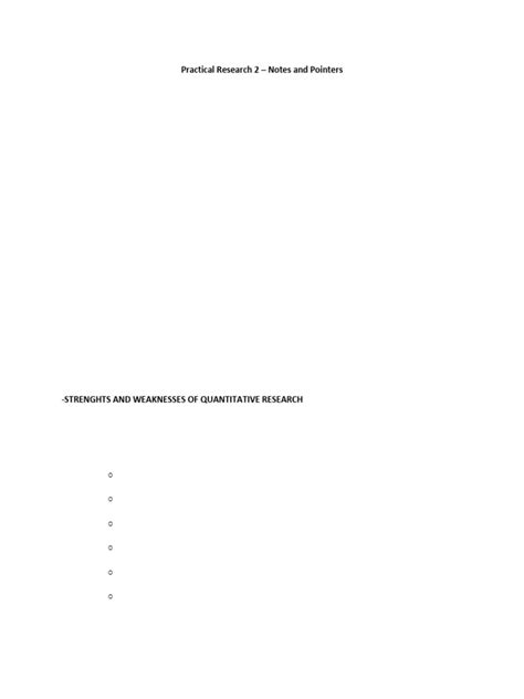 Practical Research 2 Pointers And Notes Pdf Quantitative Research