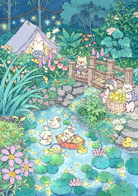 治愈系插画 ｜ 仲夏夜星梦 花瓣网