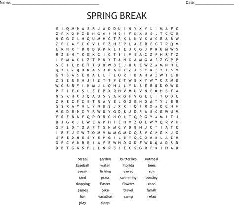 Free Printable Spring Break Word Searches Word Search Printable