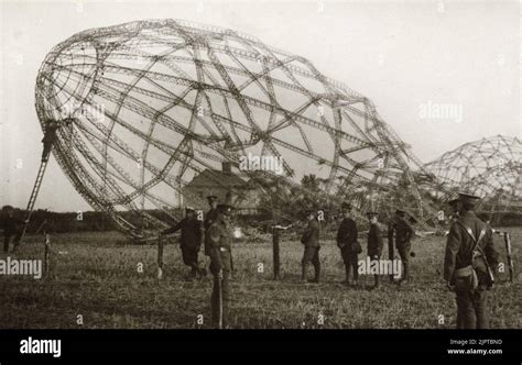 The Remains Of Zeppelin Lz33 Which Was Shot Down During A Ww1 Bombing
