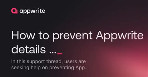How To Prevent Appwrite Details From Showing On Oauth Flows Threads