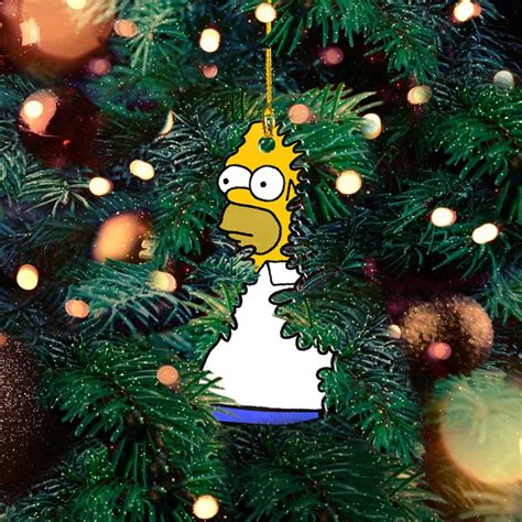 Homer Simpson Backs Into The Bushes Hiding Tree Ornament Sweetteeus