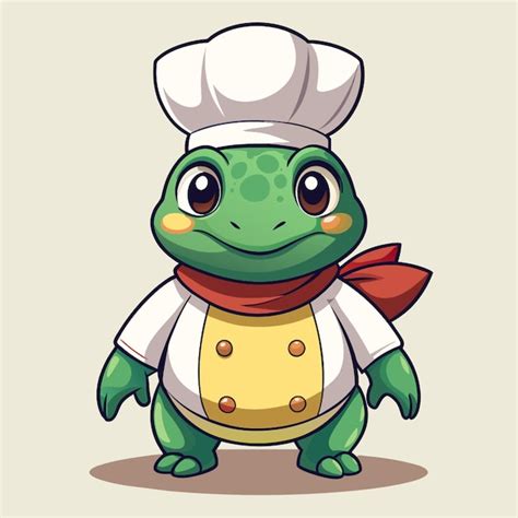 Cute Turtle As A Chef Detailed Full Body Image Sticker White Background