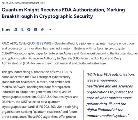 Fdaato Quantumsecurity Healthcaresecurity Postquantumcrypto