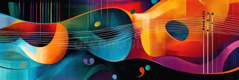 Vivid Abstract Design Illustrates Intertwined Sound Waves Musical