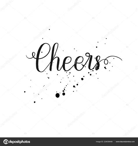 Cheers Text Greeting Cards Posters Prints Vector Hand Lettering Quote