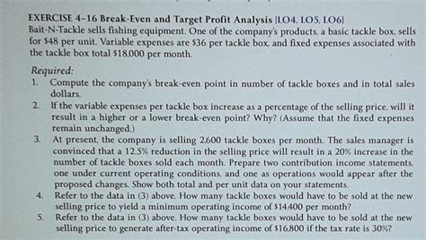 Solved EXERCISE Break Even And Target Profit Analysis Chegg