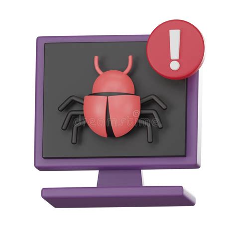 Digital Virus 3d Icon Cybersecurity Computer Bug Malware 3d Render Stock Illustration