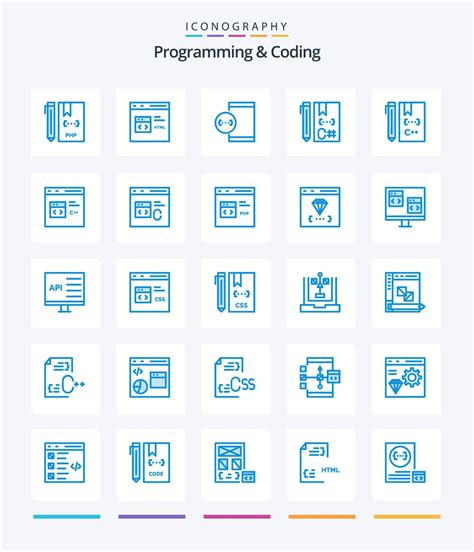 Creative Programming And Coding 25 Blue Icon Pack Such As Coding C Development Device