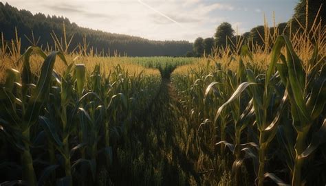 Premium Ai Image Harvesting Wheat In A Tranquil Meadow Landscape Generated By Artificial