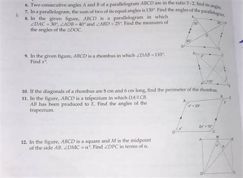 6 two consecutive angles a and b of a parallelogram abcd are in the rati